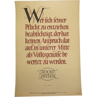N.S.D.A.P Propaganda Poster, Adolf Hitler, 1942