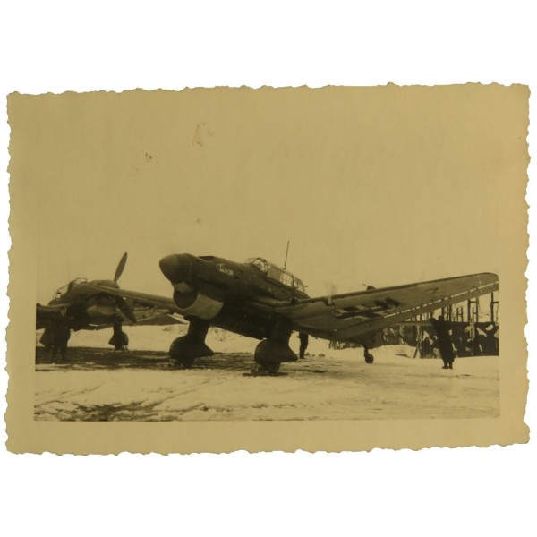 Luftwaffe airdrome with Ju- 87 aircrafts at the Eastern front