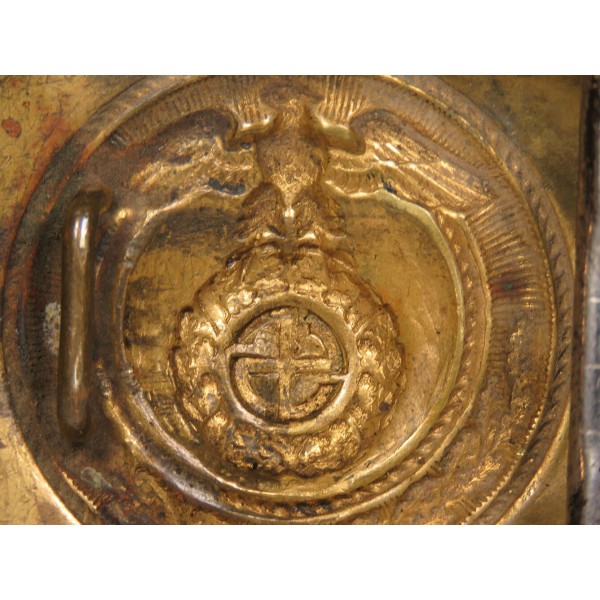 Early SA assault troop's belt with a running swastika brass buckle