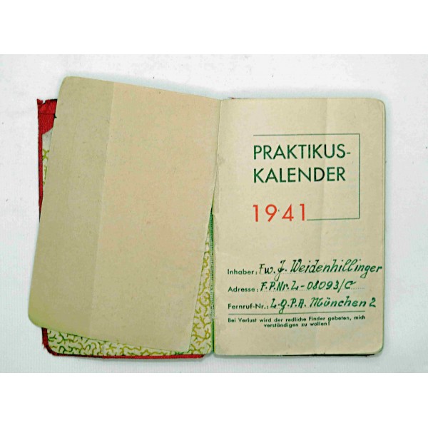 German soldier's notebook 1941