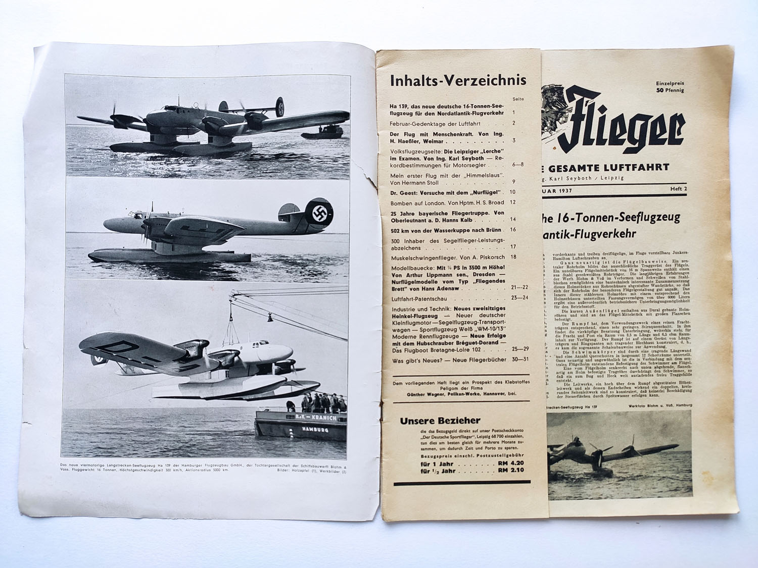 Der Deutsche Sportflieger - vol. 2, February 1937 - Ha 139, the new ...
