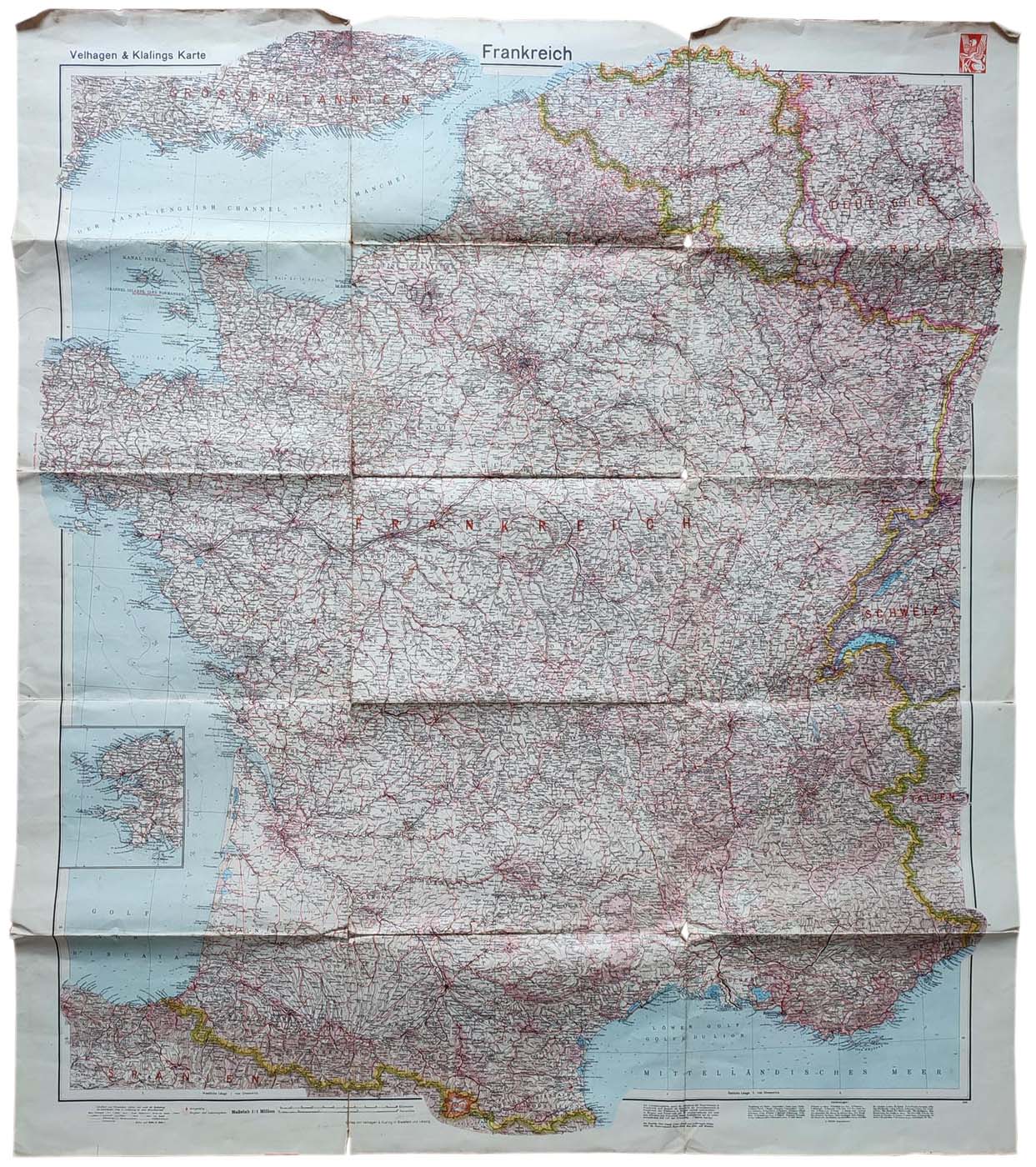 Carte de France à l'échelle 1 : 1 000 000, 1940