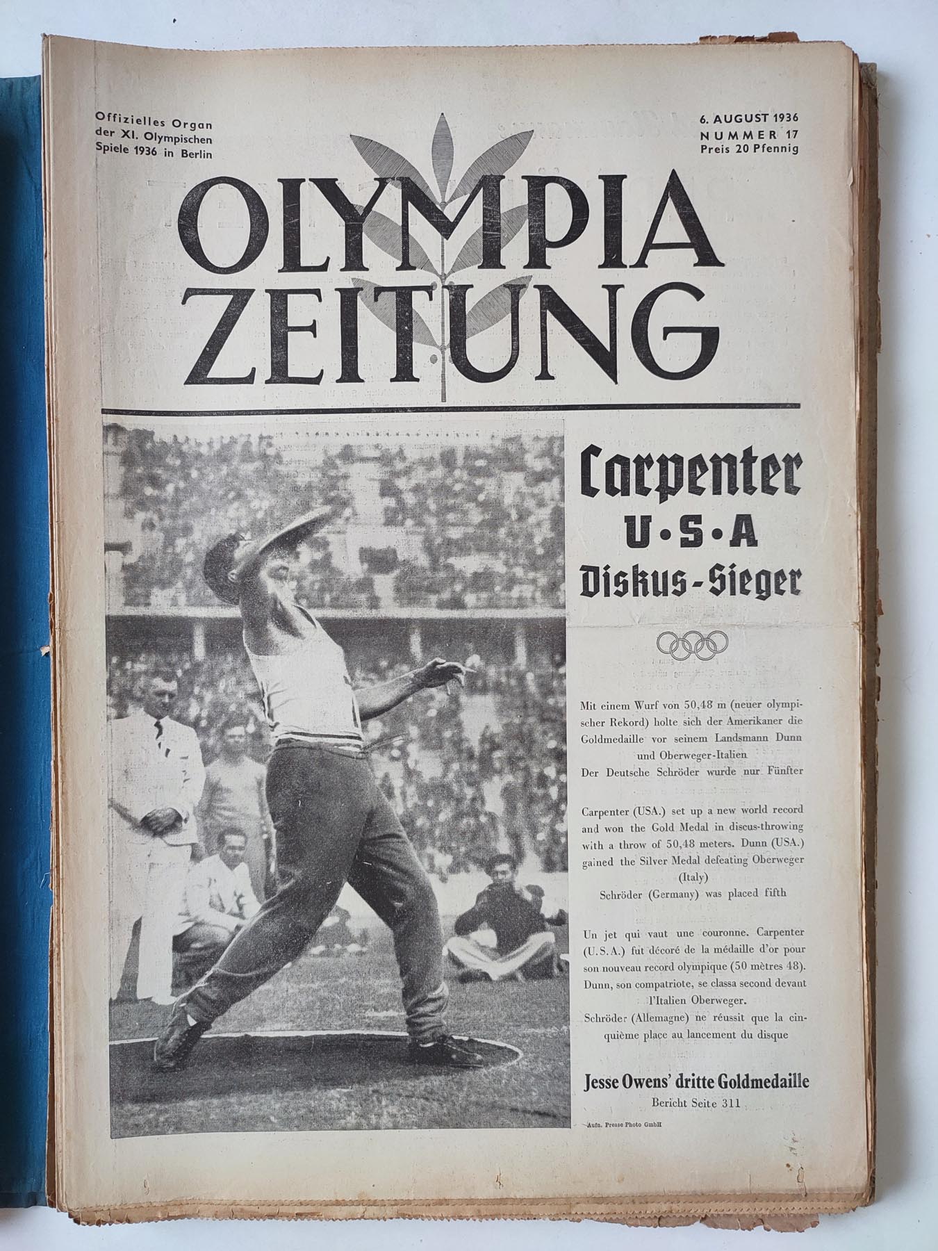 All 31 issues of the newspaper Olympia Zeitung including even an extra ...