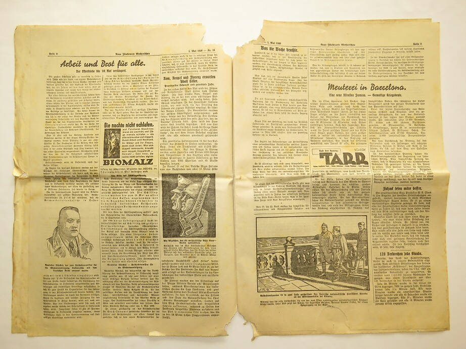 Austrian newspaper with the election advertisement of Anschluss