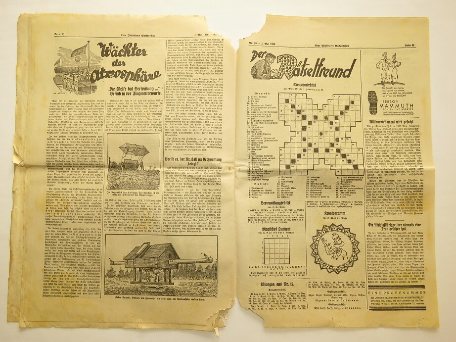 Austrian newspaper with the election advertisement of Anschluss