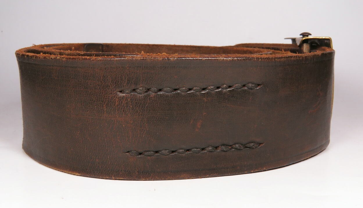 Early SA assault troop's belt with a running swastika brass buckle