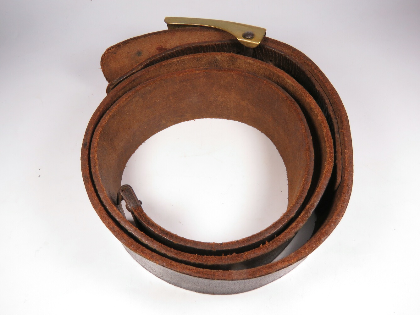 Early SA assault troop's belt with a running swastika brass buckle