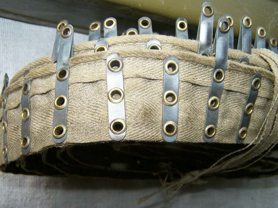 Maxim 1910 machine full length gun belt with metal box- Grenades & Ammo ...