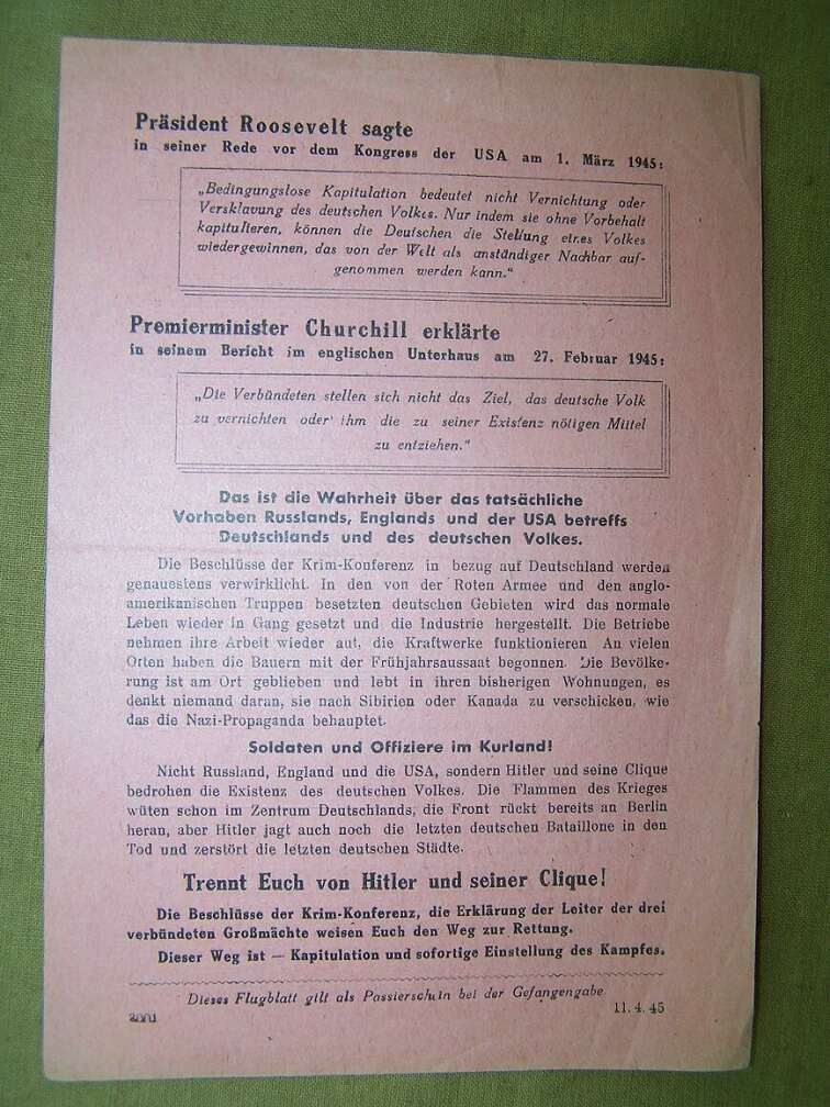 Soviet Leaflet for German troops. Was wird aus Deutschland?- Leaflets